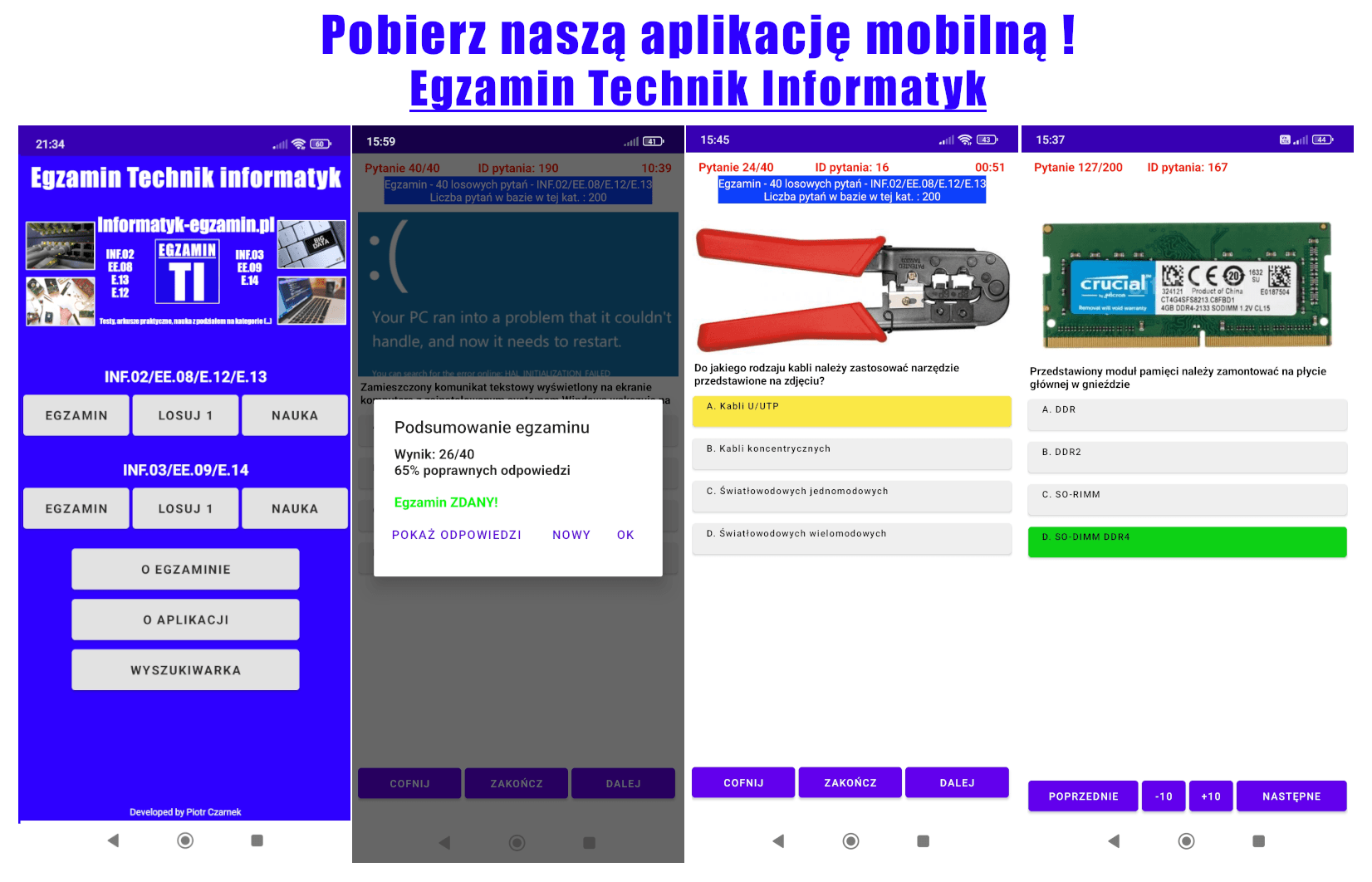 Arkusze egzaminacyjne Technik Informatyk INF.02 EE.08 - Informatyk ...
